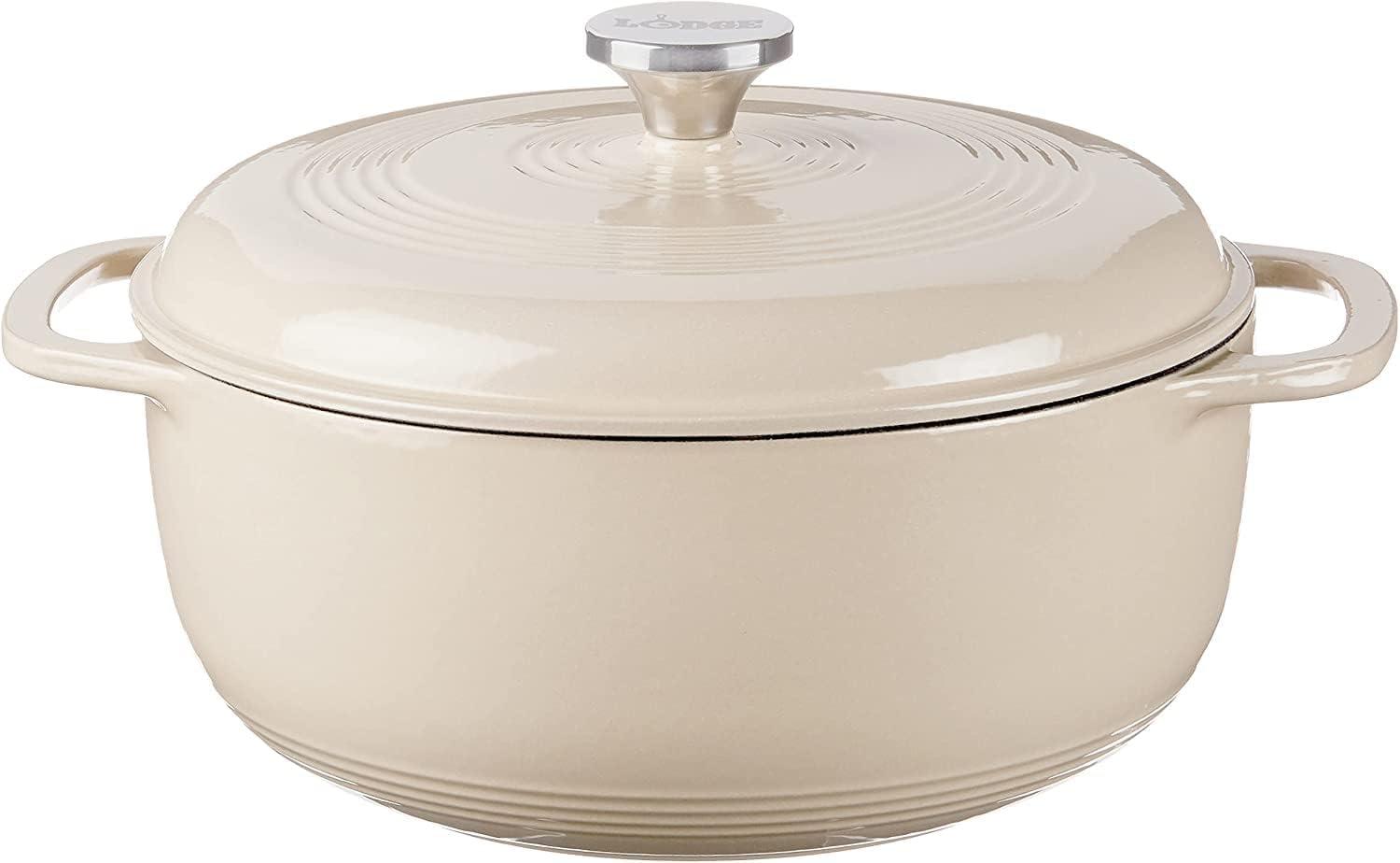Lodge 3 Quart Enameled Cast Iron Dutch Oven with Lid – Dual Handles ...