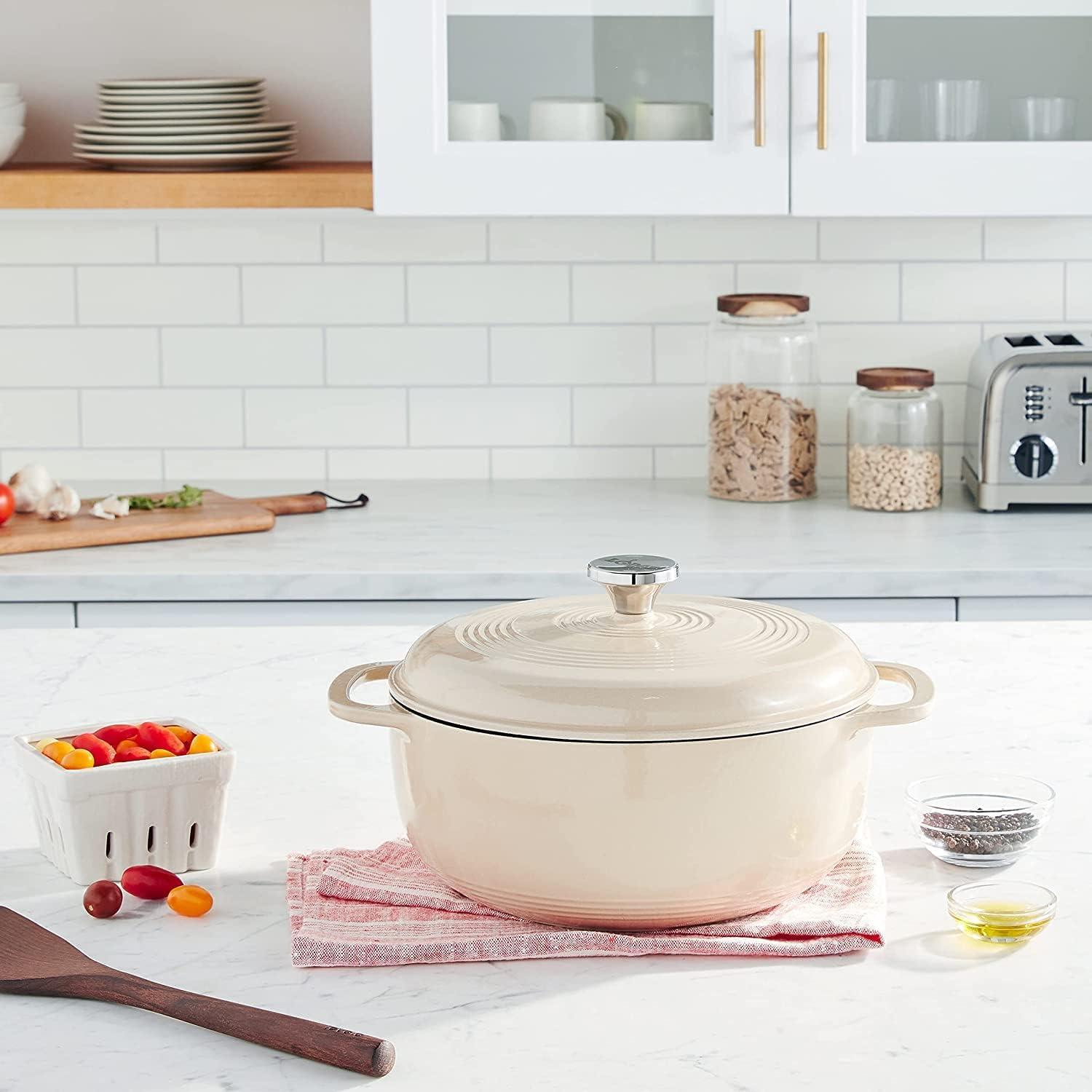 Lodge 3 Quart Enameled Cast Iron Dutch Oven with Lid – Dual Handles ...