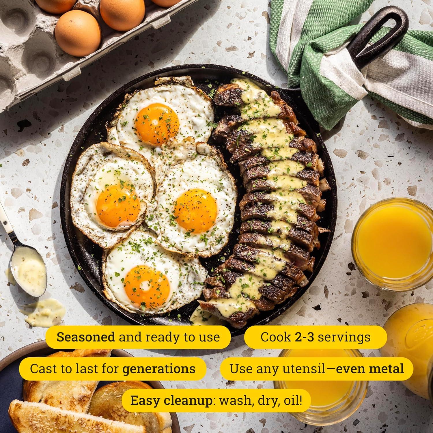 Lodge L9OG3 Cast Iron Round Griddle, Pre-Seasoned, 10.5-inch – Made in ...