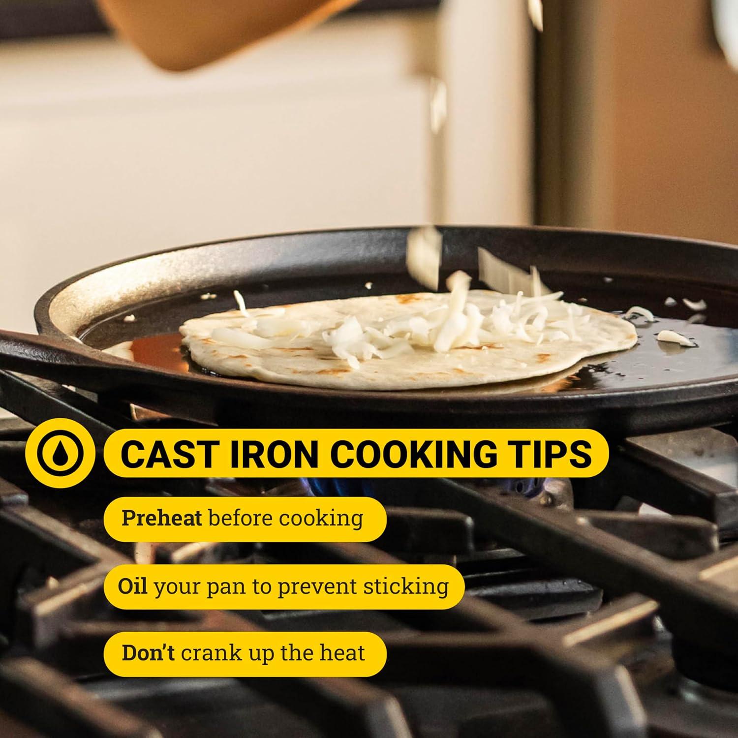Lodge L9OG3 Cast Iron Round Griddle, Pre-Seasoned, 10.5-inch – Made in ...