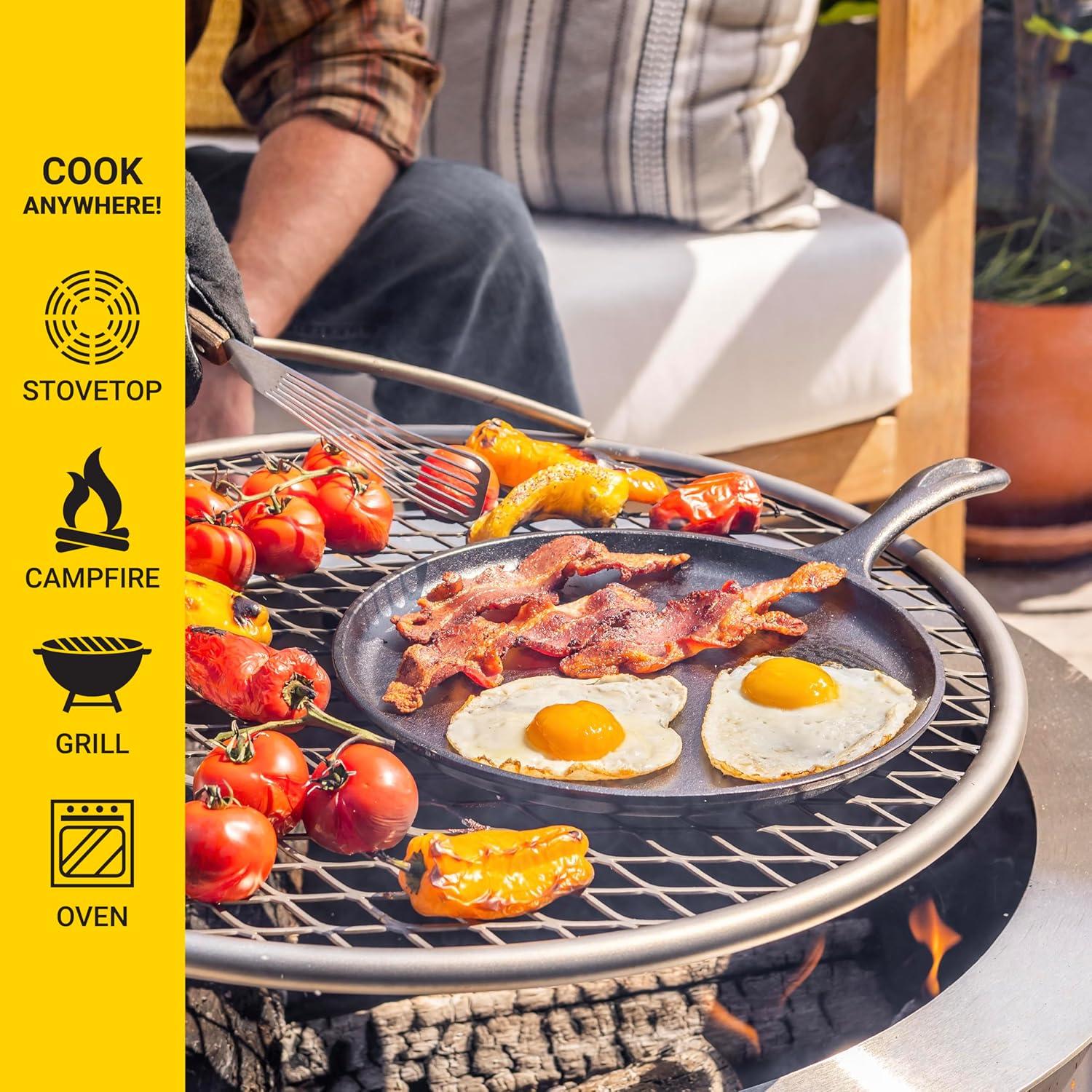 Lodge L9OG3 Cast Iron Round Griddle, Pre-Seasoned, 10.5-inch – Made in ...