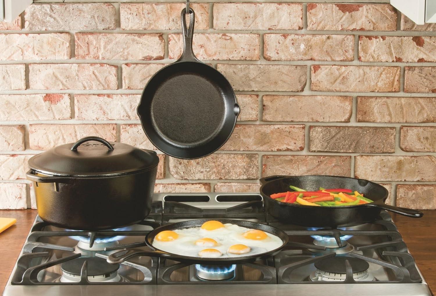 Lodge Pre-Seasoned Cast Iron Lid – Cast Iron Lid for Skillet, Grill Pan ...