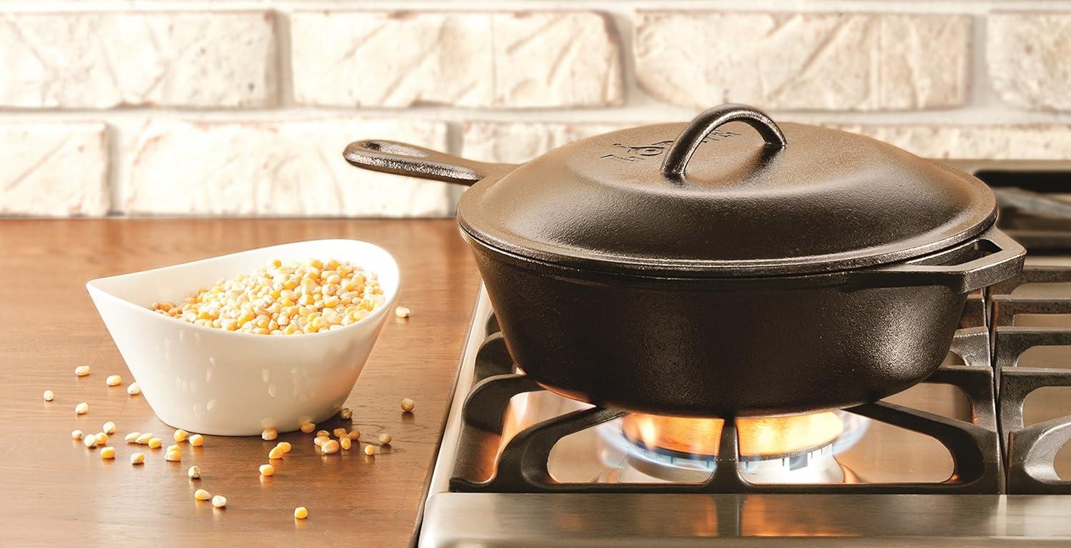 Lodge Pre-Seasoned Cast Iron Lid – Cast Iron Lid for Skillet, Grill Pan ...