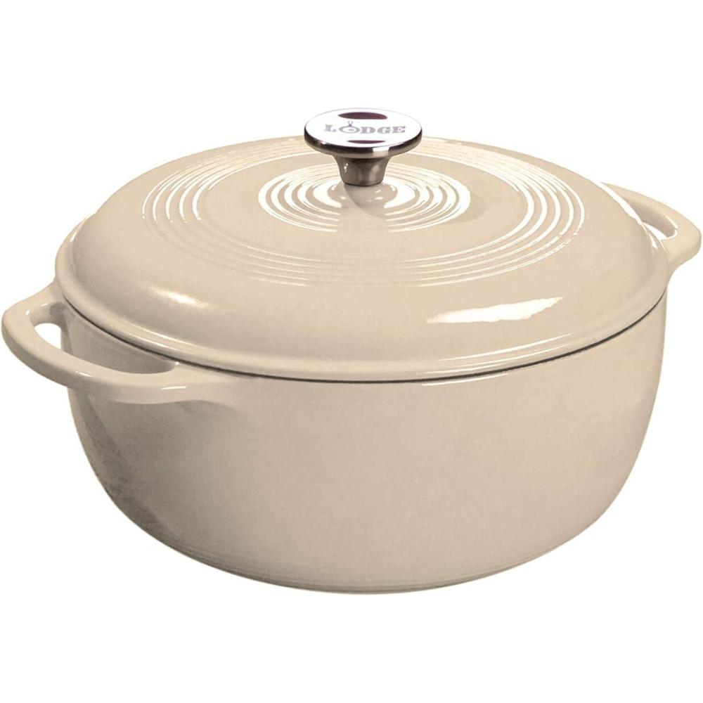 Lodge 3 Quart Enameled Cast Iron Dutch Oven with Lid – Dual Handles ...