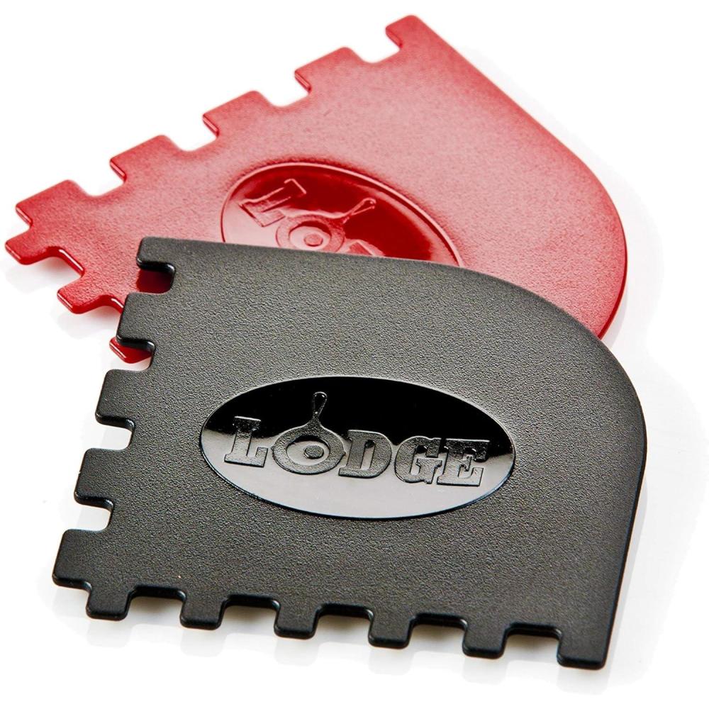 Lodge SCRAPERGPK Durable Grill Pan Scrapers, Red and Black, 2-Pack ...