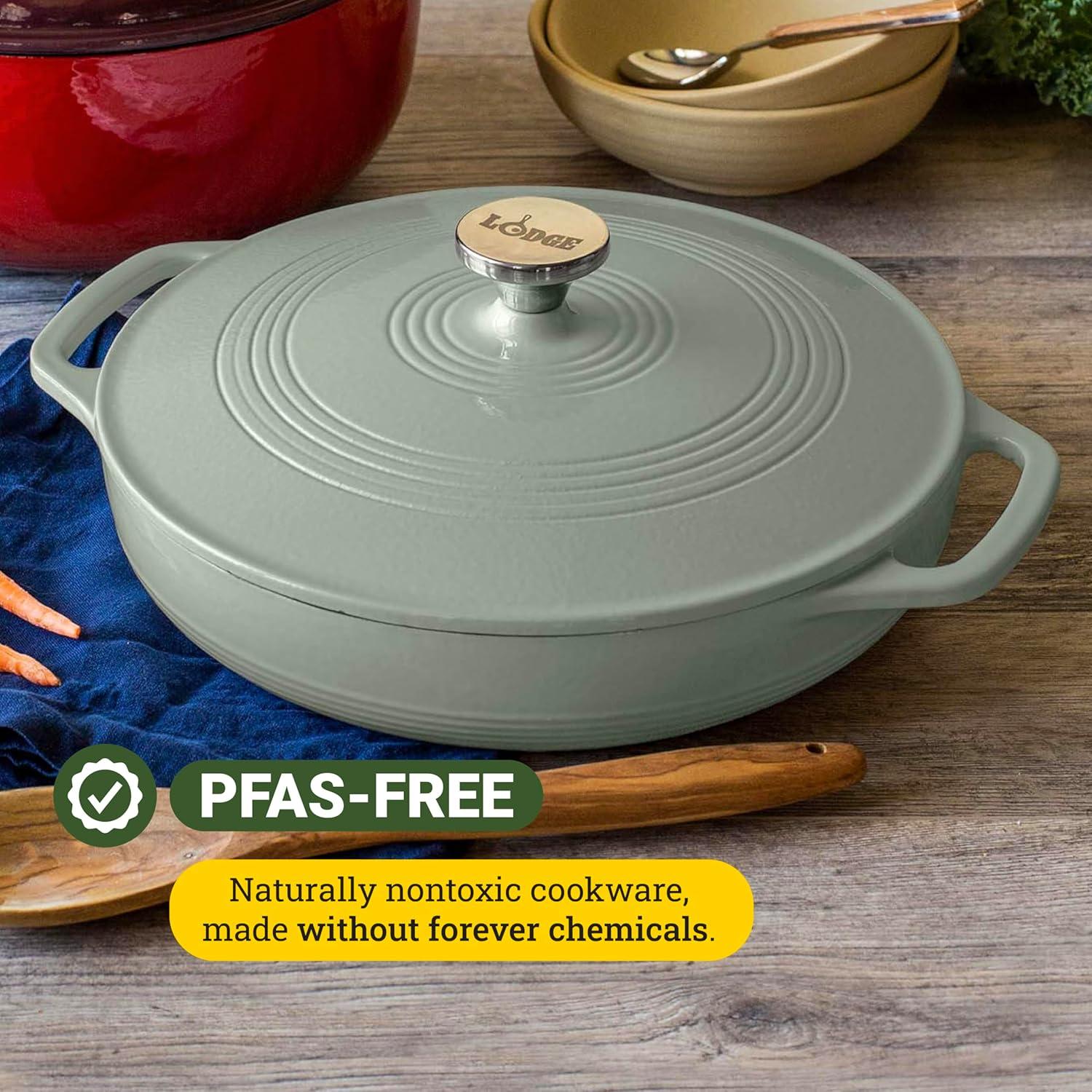 Lodge 3.6 Quart Enameled Cast Iron Covered Casserole with Lid – Dual ...
